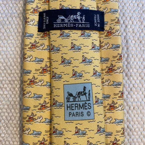 Hermes | Accessories | Light Yellow Hermes Mens Necktie With Surfers ...